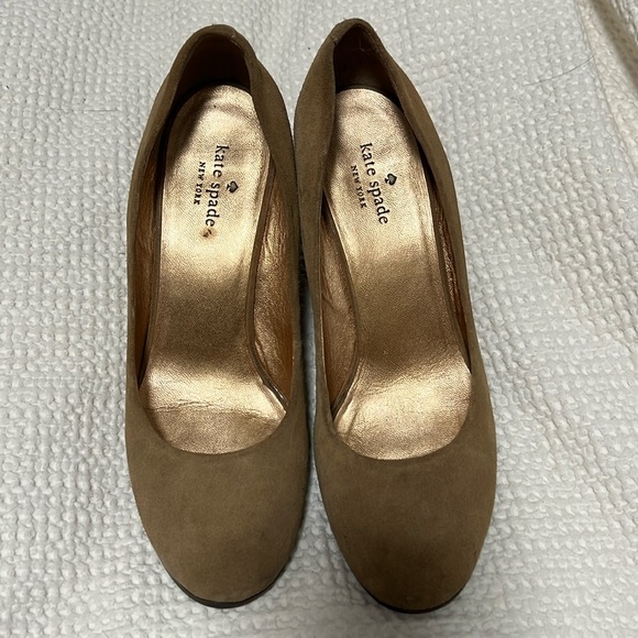 kate spade | Shoes | Kate Spade Tan Suede Wedge Size | Poshmark